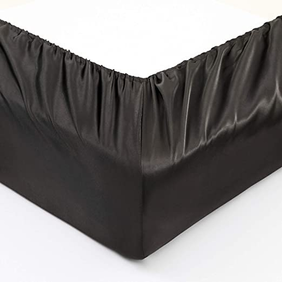 Fragile Bedding 100% Pure Silk Satin- 1 Pieces Full Size Black Color Fitted Sheet – Soft Quality Luxury 15 Inch Deep Pocket & Bedding Set with Fitted Sheet