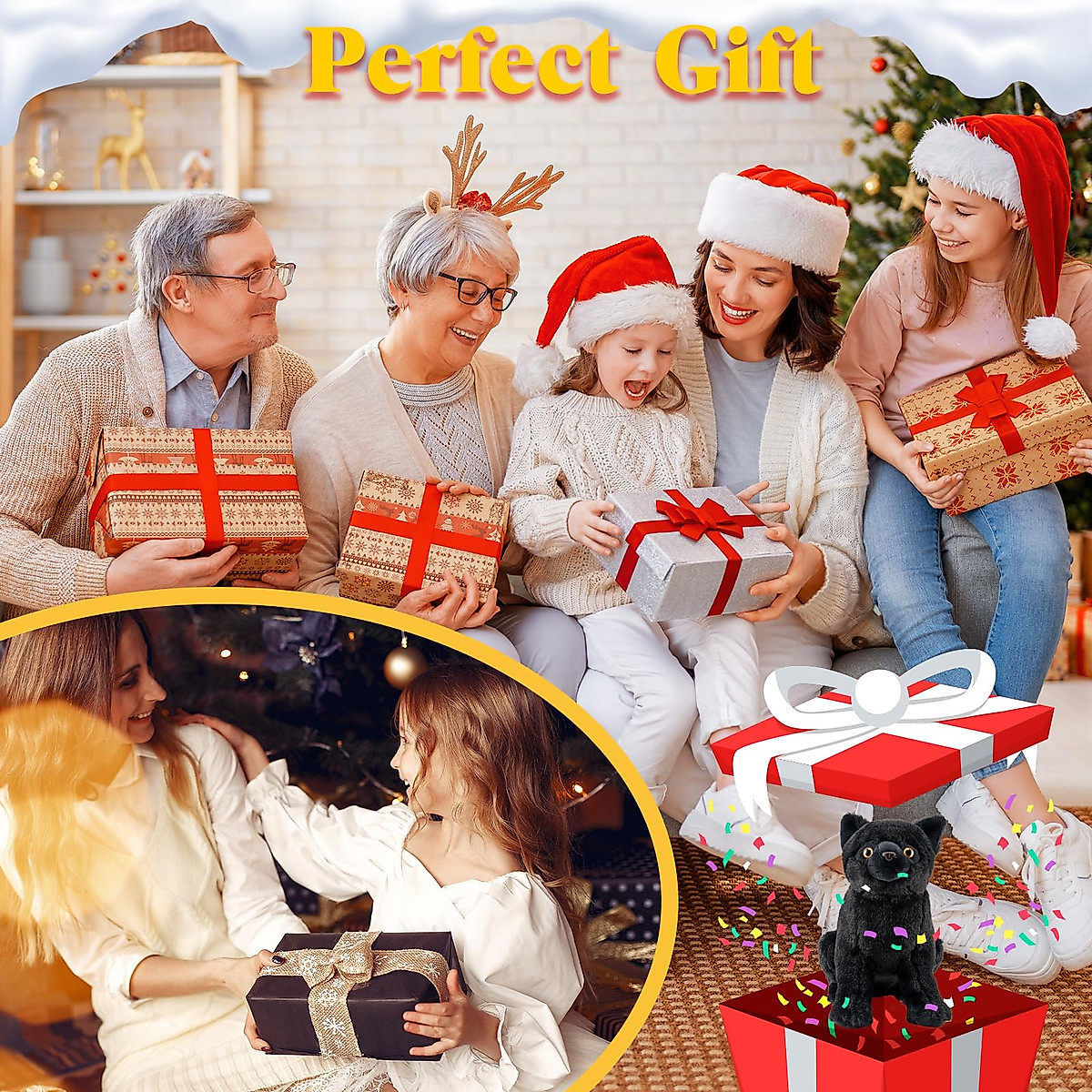 YZXZM Black Cat Plush, Realistic Black Cat Stuffed Animal Pillow, Cute Plush Toy Gifts for Birthday/Halloween/Christmas, 9 inch