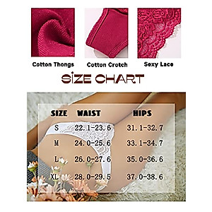 CuteByte Cotton Thongs for Women Lace Thong Underwear T Back Breathable Low Rise Hipster Tangas Panties 6 Pack (6 Pack A,M)