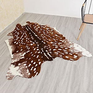 Faux Cowhide Rug Animal Skin Area Rug Deer Rug Cow Hides and Skins Rug Sika Deer Carpet for Home,Livingroom (6.1x5ft)