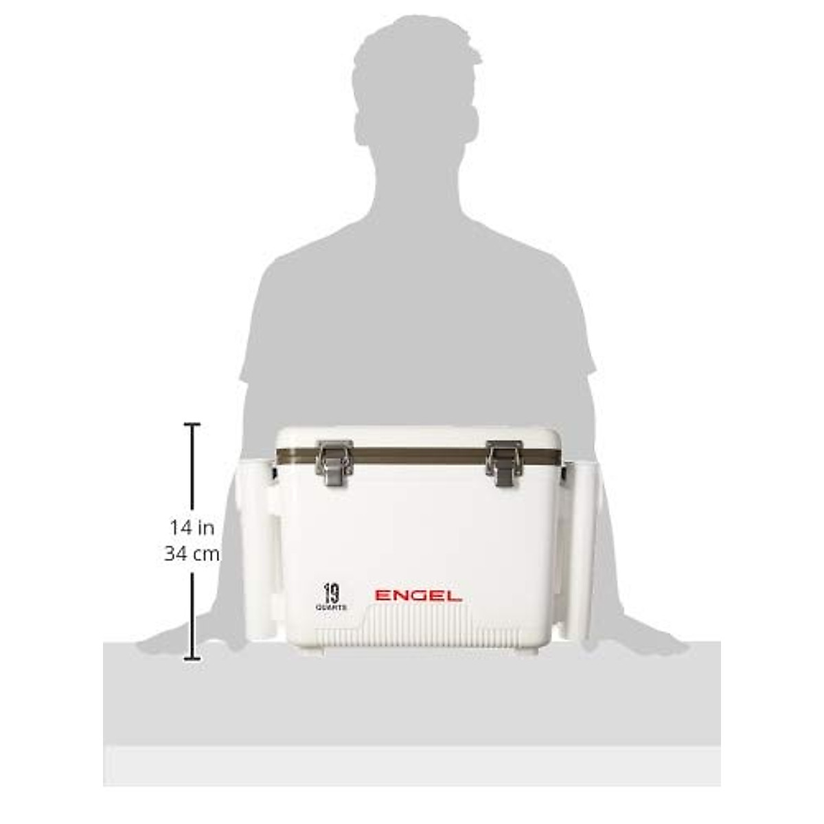 Engel UC19 19qt Leak-Proof, Air Tight, Fishing Drybox Cooler with Built-in Fishing Rod Holders, Also Makes The Perfect Small Hard Shell Lunchbox for Men and Women in White
