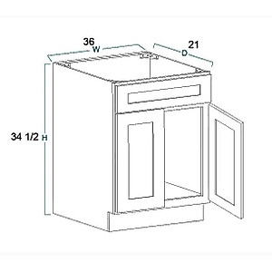 La Royal White Shaker Sink Base Bathroom Vanity Ready-to-Assemble Cabinet 36" Width