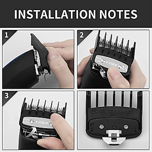 Yinke for Wahl Clipper Guards Set, Hair Guide Combs with Metal Clip, 2 Cutting Lengths 1/8 & 3/8 inch, Fits Most Cordless/Cord Wahl Clippers (Black)