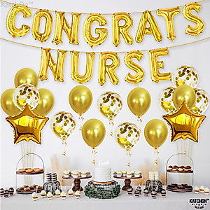 Katchon, Congrats Nurse Balloons Banner Set - 16 Inch, Pack Of 35 | Nurse Party Decorations, Nursing Graduation Decorations | Congratulations Nurse Balloons for Nurse Graduation Party Decorations
