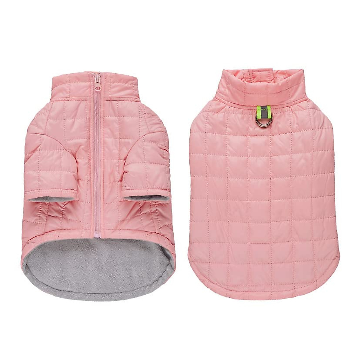 Small Dogs Winter Warm Coat, Water-Resistant Fleece Puppy Vest, High Collar Warm Padded Rainproof Snowsuit, Lightweight Outdoor Windproof Dog Clothes with Zipper and D Ring, Doggie Puffer Jacket