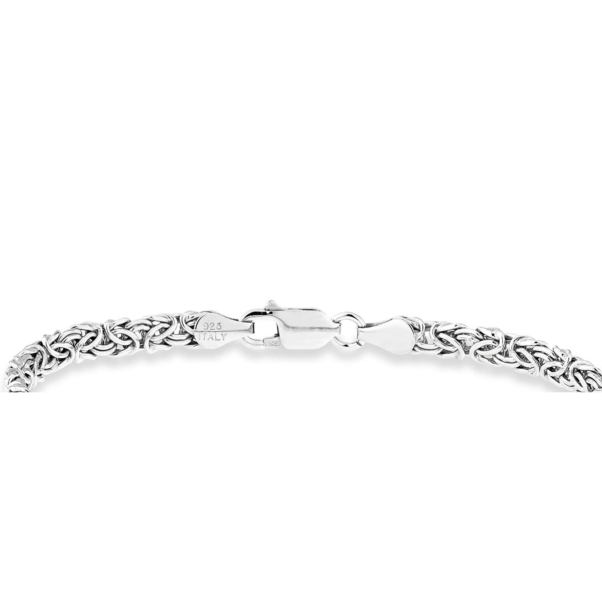 Miabella Italian 925 Sterling Silver 4mm Flat Byzantine Link Chain Bracelet for Women, 925 Made in Italy (Length 7.5 Inches)