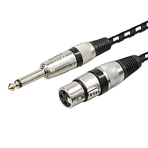 FURUI Microphone Cable 6ft, XLR Female to 1/4' TS Cables, Nylon Braided 6.35mm (1/4 Inch) TS to XLR Cable (XLR Female to TS Unbalanced Cable)