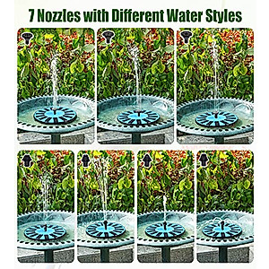 GAIZERL Solar Fountain Bird Bath Fountains Upgraded 100% Glass Panel, Solar Powered Water Fountain Pump with 8 Nozzle & 4 Fixer for Garden, Pond, Pool, Patio, Fish Tank, Outdoor - No Battery Needed