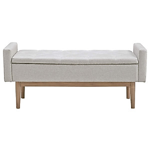 Signature Design by Ashley Briarson Tufted Upholstered Accent Bench with Storage, Beige & Brown