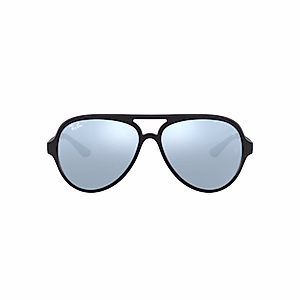 Ray-Ban RB4125M Scuderia Ferrari Collection Aviator Sunglasses, Matte Black/Light Green Mirrored Silver, 57 mm