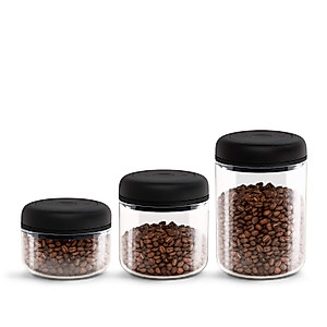 Fellow Atmos Vacuum Coffee Canister & Food Storage Container - 0.7 Liter Canister holds up to 11 oz of Coffee Beans - Airtight Food Storage Containers - Coffee Containers - 0.7 Liter - Clear Glass