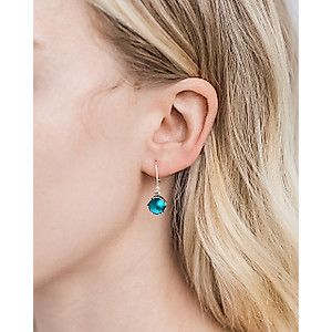 Bottled Up Designs Handmade Vintage White Leverback Botanicals Earrings, Sterling Silver, Eco Friendly, Made in USA, Birthday Gifts, Mothers Day, Women, Anniversary (Mason Jar (Aqua))