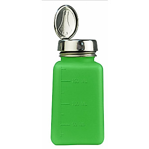 Menda - MDA-5288 35273 One Touch Liquid Dispenser Pump Bottle, ESD Safe, 6 oz. Dissipative, HDPE/Stainless Steel, Green