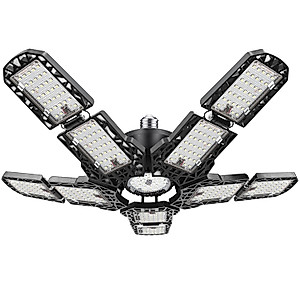 HEYPORK E26/E27 Socket Garage Light 180W 18,000LM 363Pcs LED Shop Light 6,500K Extra Bright LED Indoor Lights Foldable Garage Lighting Adjustable Garage Light Bulbs with Multiple LED Lights Deformable