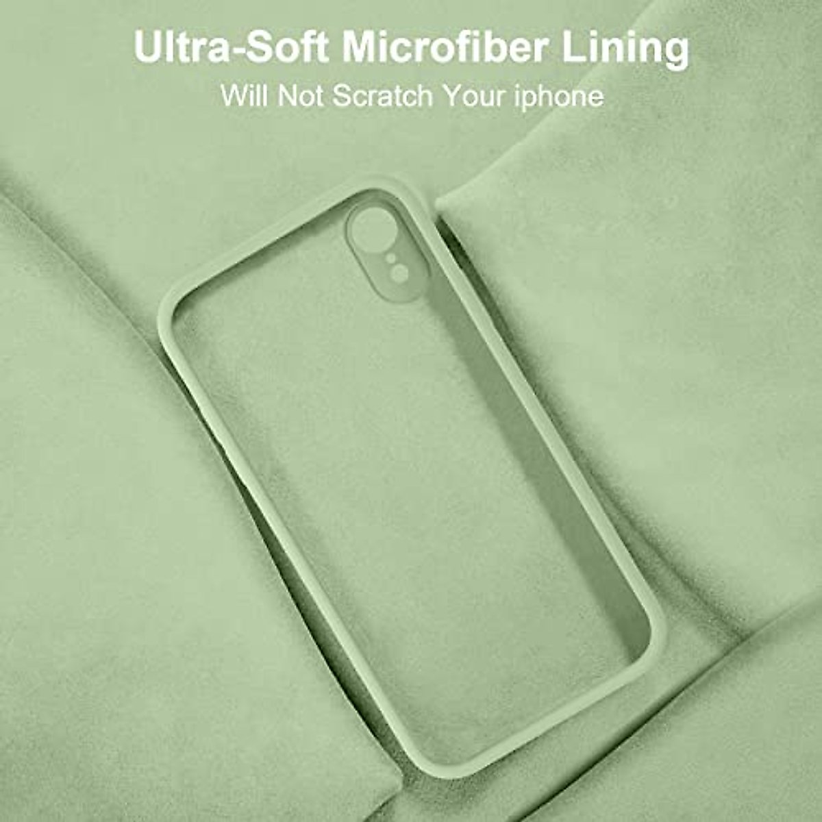 Vooii Compatible with iPhone XR Case, Upgraded Liquid Silicone with [Square Edges] [Camera Protection] [Soft Anti-Scratch Microfiber Lining] Phone Case for iPhone 10 XR 6.1 inch - Matcha