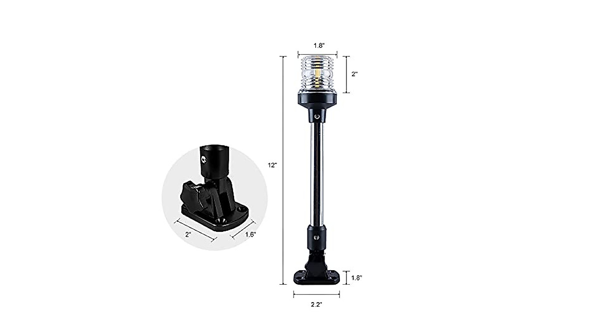 Sebnux White LED Fold Down Boat Stern Light - IP67 Marine
