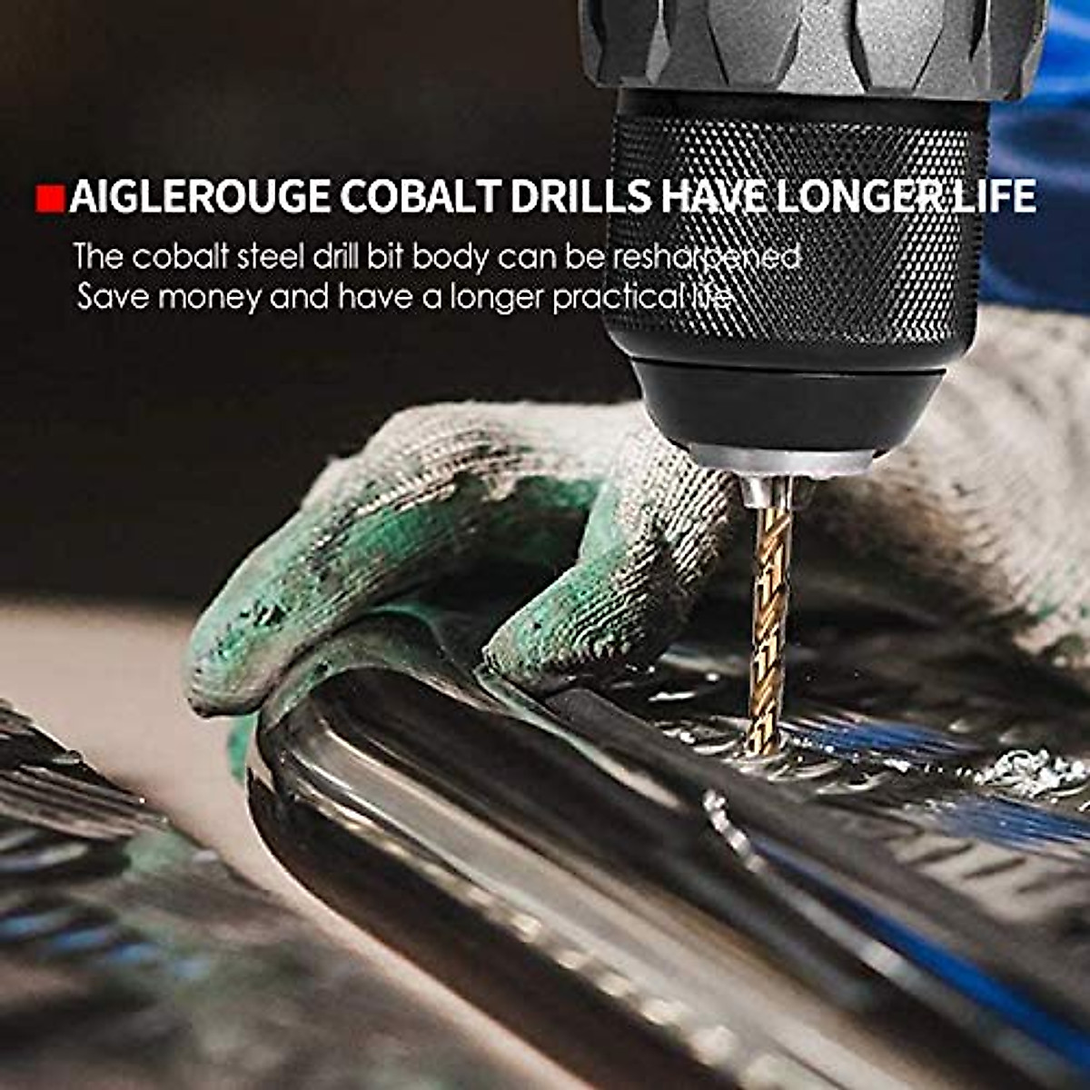 (21Pcs Set+3 Pcs Free) 1/16"-3/8" cobalt drill bit set, containing 5% cobalt,quenched and finely polished, suitable for hard metals, stainless steel, cast iron and other hard materials