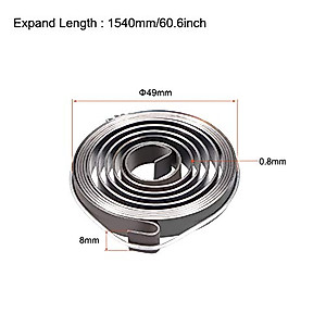 uxcell® Drill Press Spring Drill Press Quill Feed Return Coil Spring Assembly Spring Steel Chemical Blackening Finish 1540mm Expand Long 49 x 8 x 0.8mm