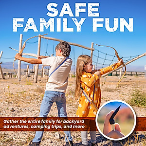 Adventure Awaits - 2-Pack Handmade Wooden Bow and Arrow Set - 20 Wood Arrows and 2 Quivers - for Outdoor Play