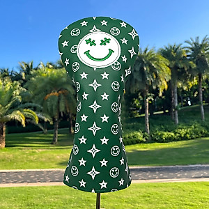 Stars and Smiles Golf Driver Headcover, Green Leather Golf Club Covers for Driver,460cc Golf Driver Cover Head Cover fits for All Brand