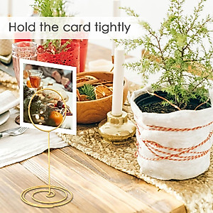GAOHUI 20 Pack Table Number Holders - 3.35 Inch Picture Holder - Table Number Stands for Photo Memo Wedding Party Birthday Restaurant Graduation Card Stand - Food Labels for Party Buffet(Gold, 3.35")