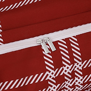 3 Piece Christmas Duvet Cover Queen Size, Soft Double Brushed Christmas Deer Queen Duvet Cover with Zipper Closure, Country Stripe Comforter Cover Set 1 Duvet Cover 90 x 90 inches & 2 Pillow Shams