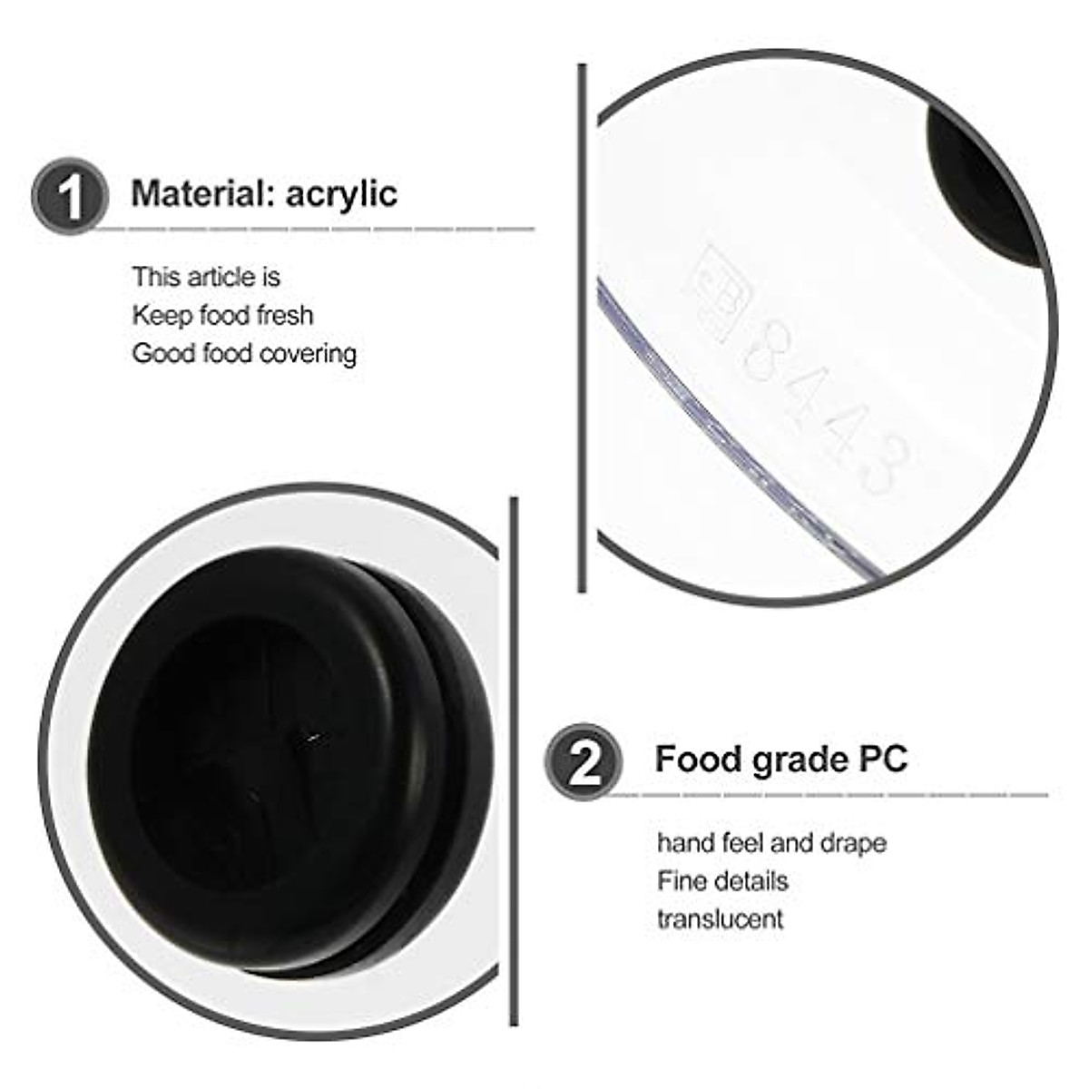 DOITOOL 2Pcs Smoking Cloche Dome Cover - Transparent Cocktail Smoker Dome - Acrylic Food Cover for Smoke Infuser Smoker Smoking Infusion Plates Bowls and Glasses