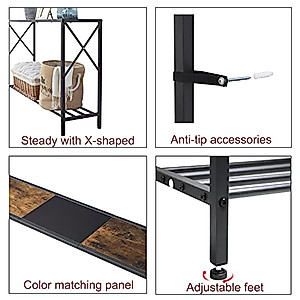 Tajsoon Console Table, Industrial entryway Table, Narrow Sofa Table with Shelves,Entrance Table for Entryway, Hallway, Living Room, Foyer, Corridor, Office, Rustic Brown and Black