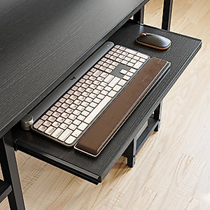 CubiCubi Computer Desk with Keyboard Tray, 47 Inch Office Desk with Monitor Stand and Storage Shelves, Music Studio Desk Workstation, Work Table for Home Office, Black