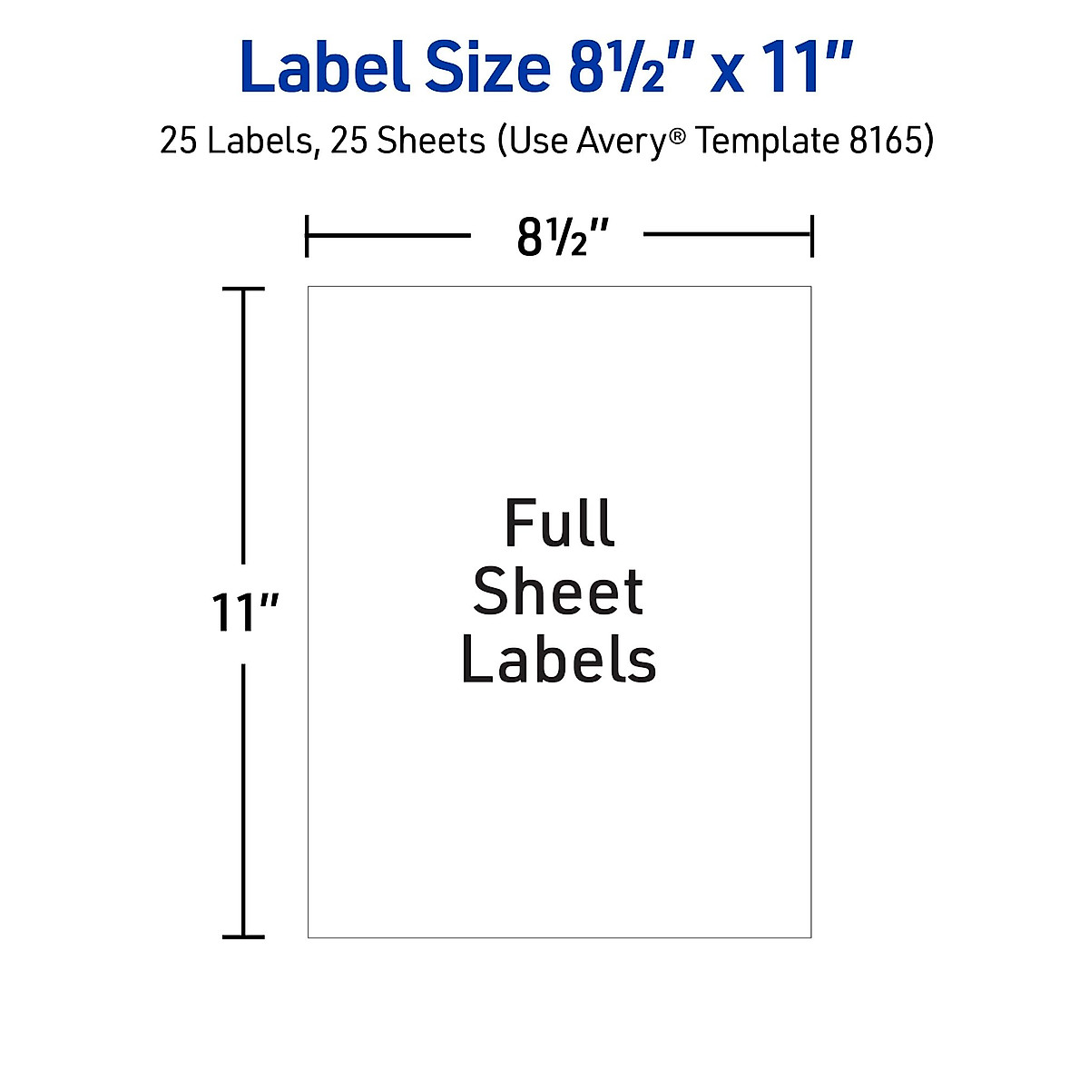Avery Shipping Address Labels, Inkjet Printers, 25 Labels, Full Sheet Labels, Permanent Adhesive, TrueBlock (8165)