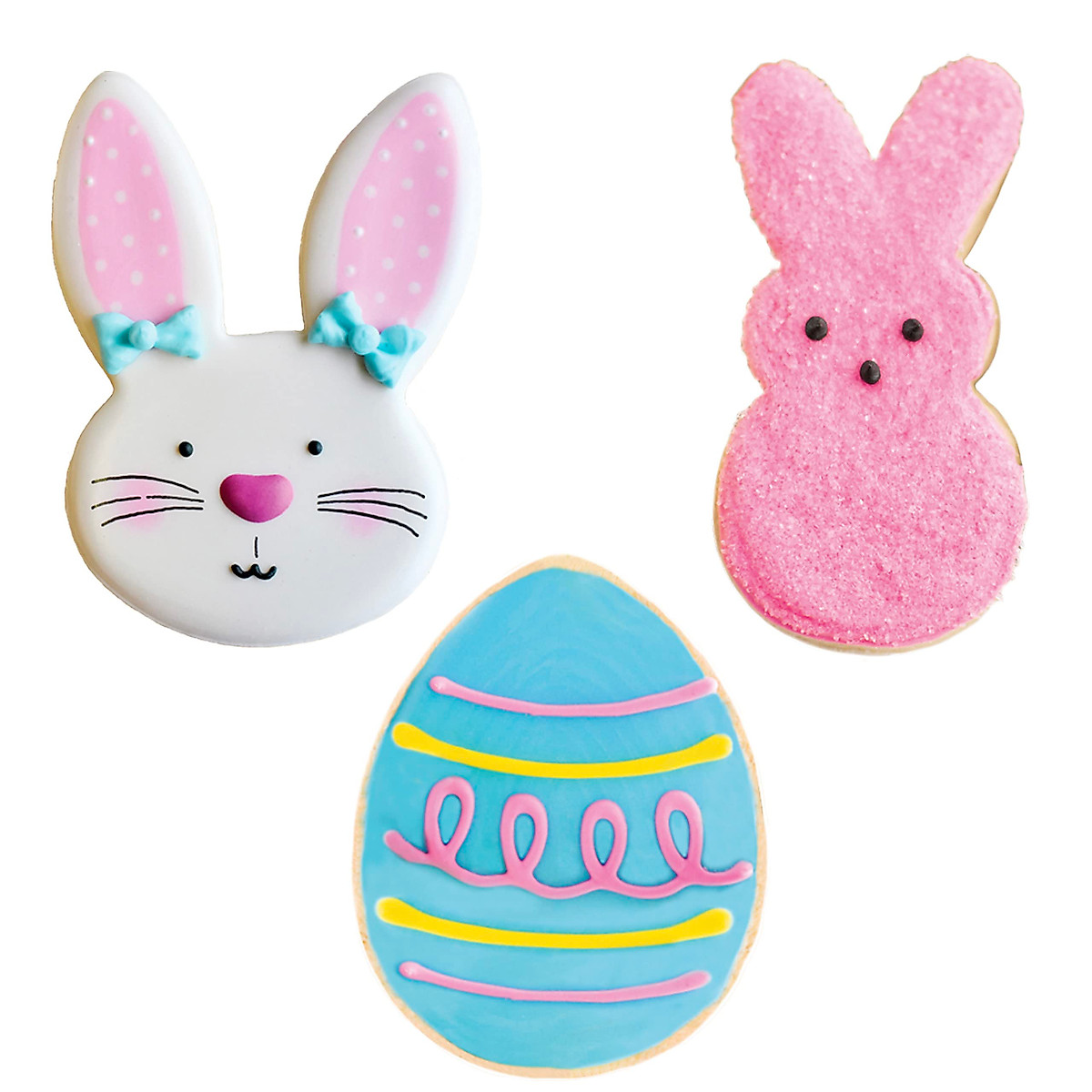 Easter Cookie Cutters 3-Pc. Set Made in USA by Ann Clark, Easter Bunny, Egg, Rabbit Head