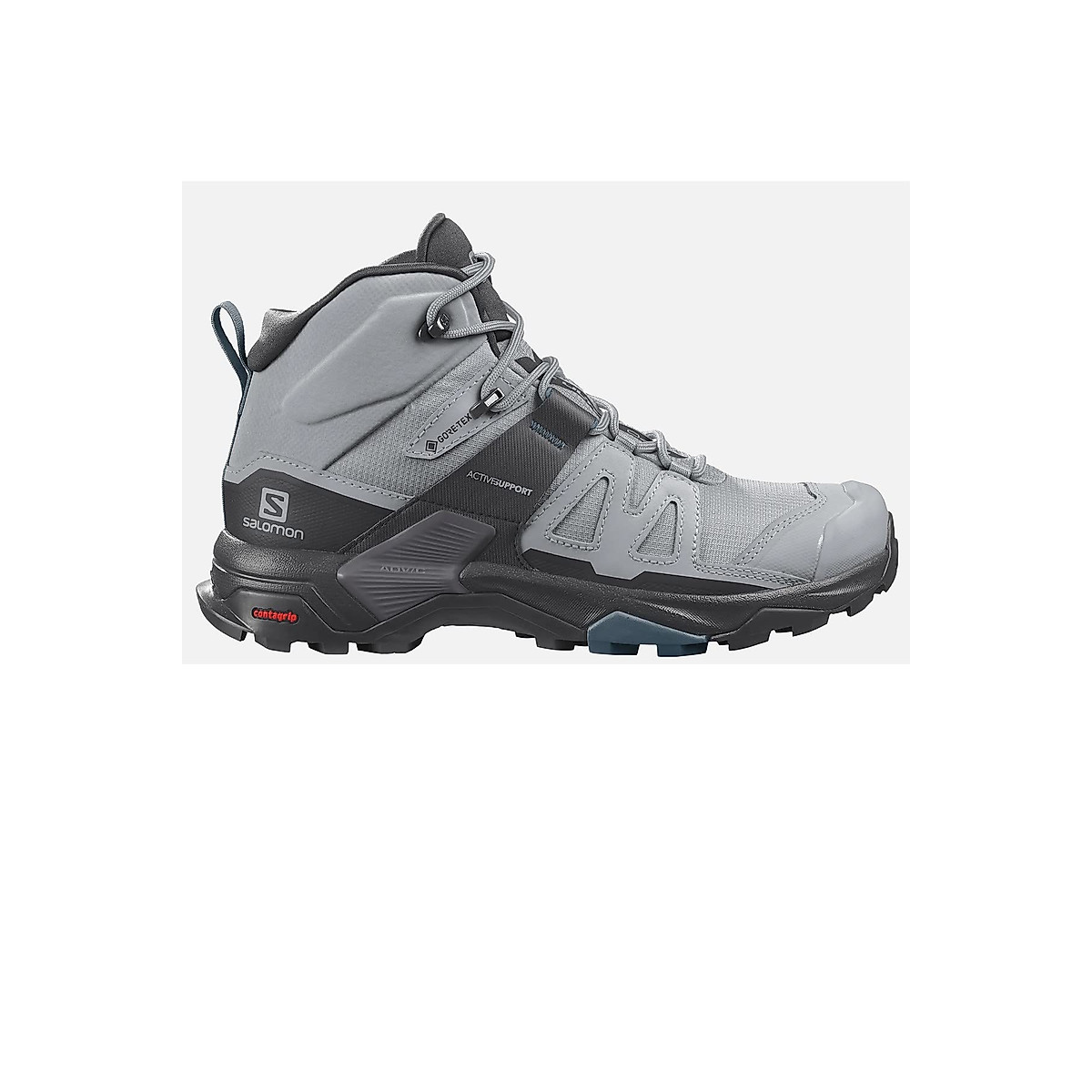 Salomon X Ultra 4 Mid GTX Hiking Boots Womens Sz 7.5 Quarry/Black/Legion Blue