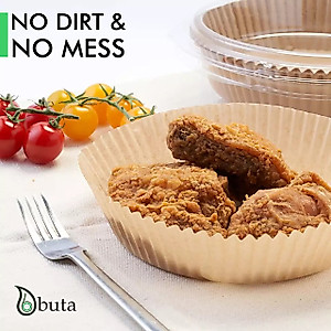 Air Fryer Liners Disposable 100PCS 7.9inch, Non-stick Round Unbleached Parchment Paper for Baking, Oil-proof, 5-8 QT Air Fryer Ninja Cosori Gourmia Instant Pot Accessories