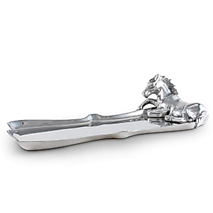 Arthur Court Designs Aluminum Horse Figural Platter Food Serving Tray Equestrian Polo Theme Metal Artisan Quality Hand Polished Tarnish-Free 18.5 inch x 14 inch Tall