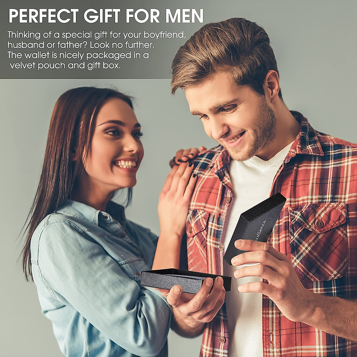 ECCELLENCE Wallets for Men RFID Blocking - Leather Wallet for Men Bifold, Men's Wallet Slim Minimalist, Carbon Fiber Wallets, Security Wallet, Genuine Leather Wallet, Birthday Gift for Husband and Dad