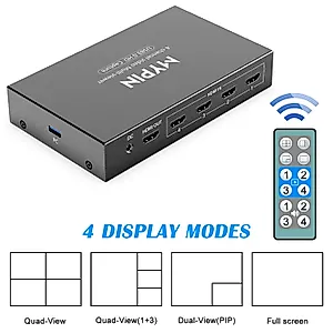 USB3.0 HDMI Video Capture Card, 4-Channel 1080P@60fps HDMI Game Caputre for Multi-Channel Live Streaming with Loop Out for Xbox One/ PS4/ Wii U/Nintendo Switch
