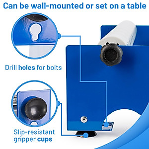 IDL Packaging 12" Manual Label and Tape Dispenser, 2" and Up Core Size, Adjustable Roll Width - Tabletop & Wall-Mounted Multi Roll Holder - Industrial Grade Steel Construction
