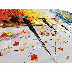 100% Hand-painted Abstract Landscape Wall Art People Walking Modern Oil Painting