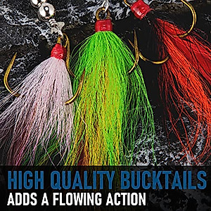 Dr.Fish 3 Pack Musky Spinners, Bucktail Spinnerbait French Blade 2/3 oz 6 Inches Stainless Steel Shaft Beads Treble Hooks Freshwater Kokanee Pike Striped Bass Lures Silver Brown