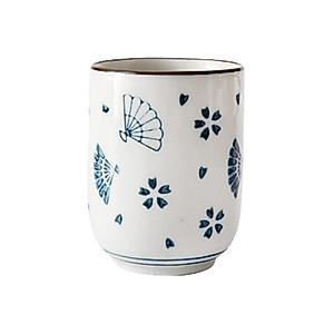 Caalio Japanese Retro Porcelain Tea Cups, for Matcha Coffee Hot Green Tea, Chinese Tea, Mino ware, Compact Cup, Diameter 2.3 inches x height 2.9 inches, 5fl oz/150ml - Folding Fan