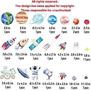 Glow in The Dark Planet and Solar System Wall Stickers for Ceiling,Glow Space Galaxy Wall Stickers Astronaut Rocket Spacecraft Alien Wall Decals for Boys Toddler Kids Bedroom Wall Decor