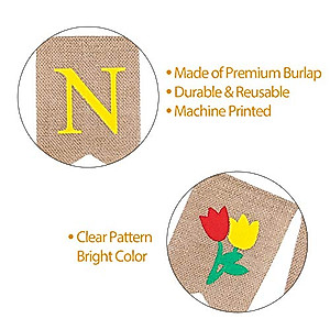 Hello Spring Banner Burlap Decoration Hello Spring Hanging Banner Garland Spring Home Mantel Fireplace Party Hanging Decoration for Door Mantel Fireplace Party Hanging Supplies