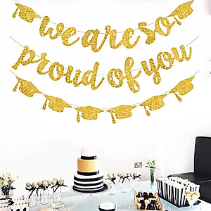 BEISHIDA Gold We are So Proud of You Banner(pre-strung),2024 Graduation Banners, Grad Congrats Class of 2024 Party Supplies,Garland for Congratulation Graduation Decor.