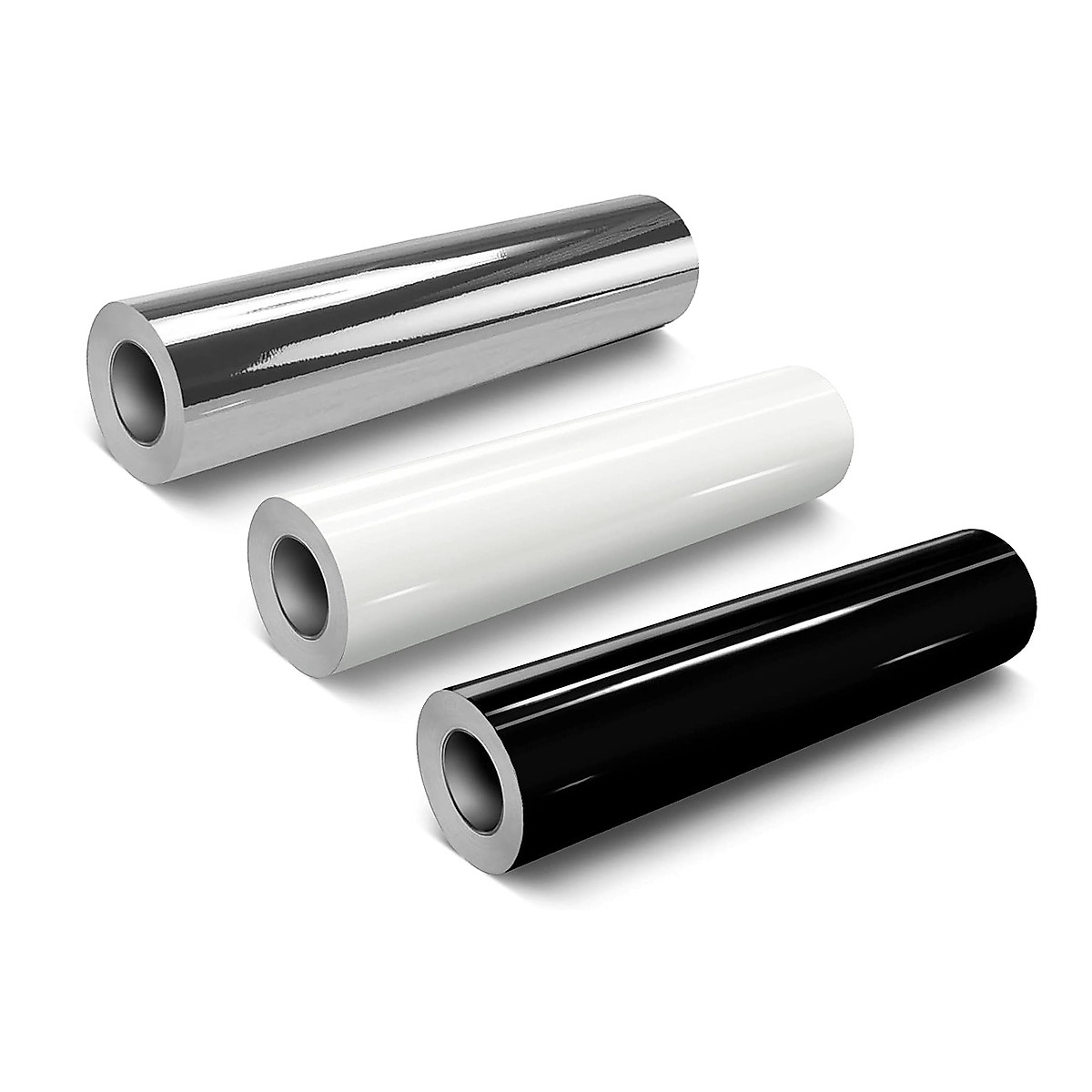 VViViD DECO65 Craft Vinyl Chrome Gloss Silver + Gloss White + Gloss Black 3 Rolls (7ft x 11.8") - M0