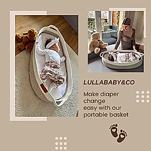 Lullababy and Co Baby Changing Basket with Two Covers – Practical Basket with Foam Pad – Cotton Rope Diaper Changing Station with Waterproof Cover - Changing Table Topper