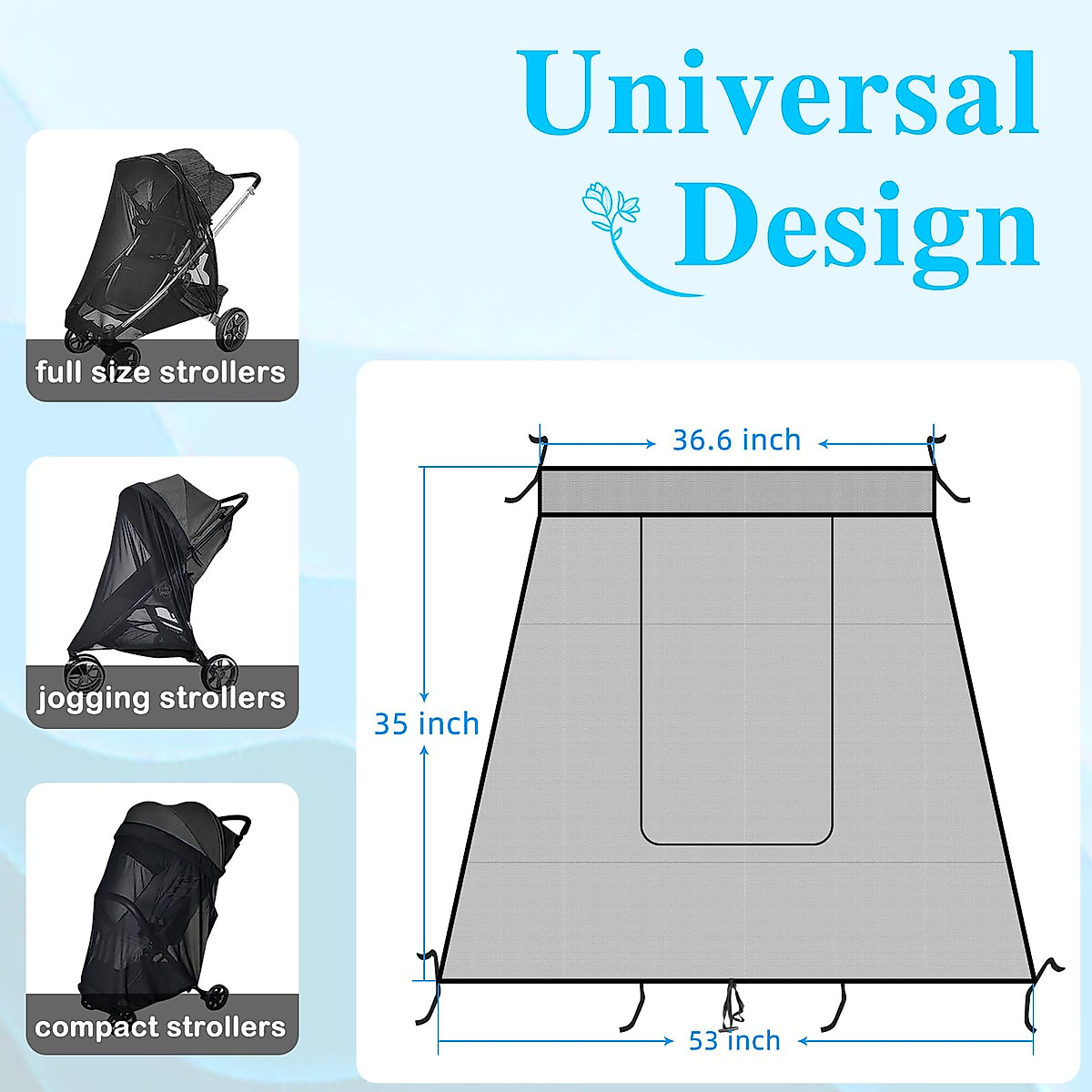 Stroller Sun Shade (Universal) - UV Protection - Breathable - Sun Protection for Strollers - Large Stroller Shade (Transparent) - Accessories for Strollers