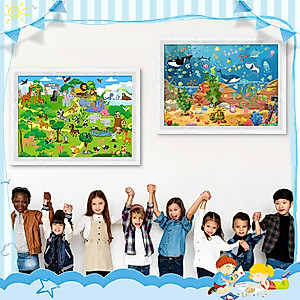 Set of 3 Jumbo Giant Coloring Poster, 45 x 32 Inch Large Table Wall Sheets with Zoo Animal, Ocean Creature, Dinosaur Theme Big Huge 16 Pages Fun Coloring Activities Kids Gift