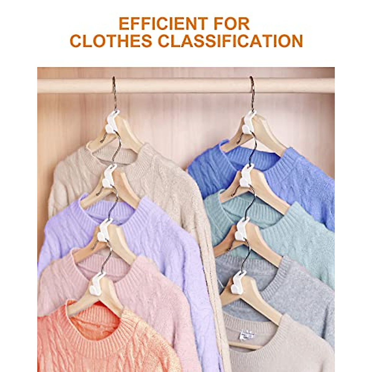 Venupple Clothes Hanger Connector Hooks, 50PCS Plastic Hanger Extenders for Clothes, Heavy Duty Cascading Connection Hooks Space Saving Organizer for Closet, Wardrobe, White