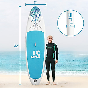 JSsup Inflatable Paddle Board - Blow Up Paddle Board - Stand Up Paddle Boards for Adults - Inflatable Sup - Paddleboard Inflatable (Blue)
