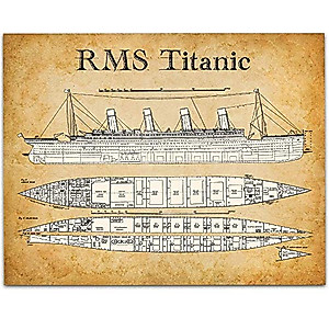 Titanic Poster Blueprints - 11x14 Unframed Print - Great Titanic Gift and Titanic Decor for History Buffs - Wonderful Titanic Picture